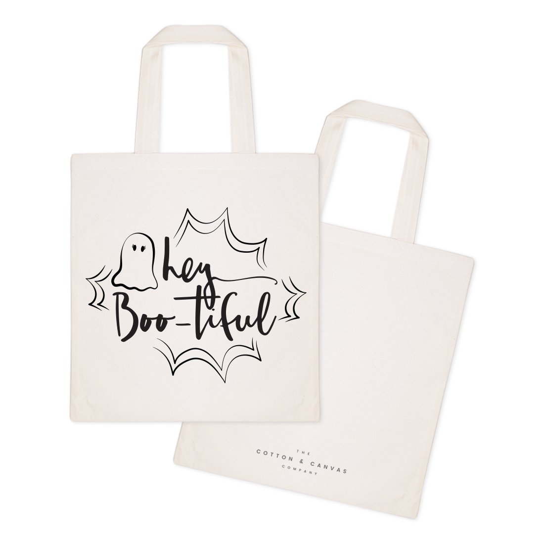 The Cotton & Canvas Co. Hey BOO-tiful! Reusable Halloween Tote, Trick or Treat Bag, Candy Sack