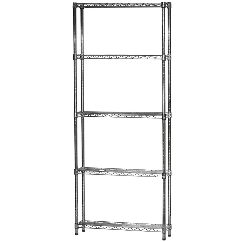 Shelving Inc. 8"d x 24"w x 84"h Chrome Wire Shelving with 5 Tier Shelves, Weight Capacity 800lbs Per Shelf