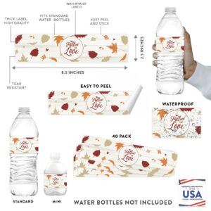 Andaz Press Fallin' in Love Autumn Fall Leaves Wedding, Water Bottle Labels, 20-Pack Fall Water Bottle Labels Wedding Water Bottle Labels Fall in Love Baby Shower Fall in Love Bridal Shower Favors