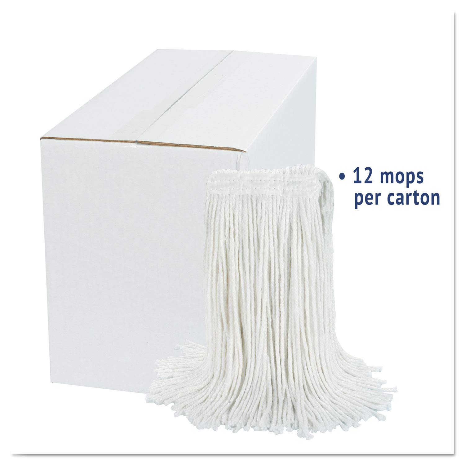 Boardwalk BWK2024RCT No. 24 Rayon Cut-End Wet Mop Head - White (12/Carton)