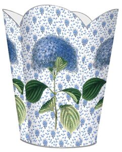 marye-kelley wb396-blue hydrangea on provencial print wastepaper basket