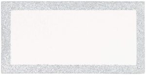 amscan elegant silver glitter place cards - 2" x 4" (pack of 50) | premium glittered paper, fancy-shimmer touch | perfect for weddings, events, & table decor