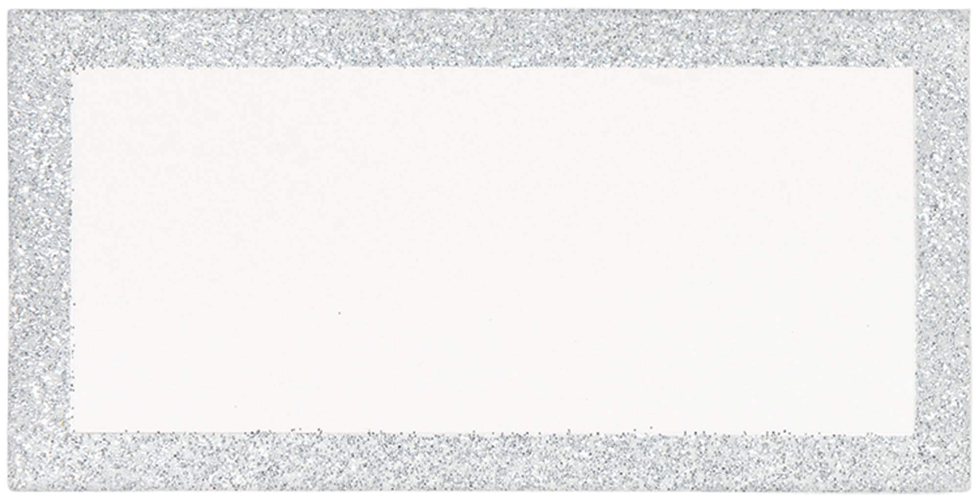 Amscan Elegant Silver Glitter Place Cards - 2" x 4" (Pack of 50) | Premium Glittered Paper, Fancy-Shimmer Touch | Perfect for Weddings, Events, & Table Decor