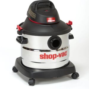 Shop-Vac 5989405 8 Gallon Wet/Dry Vacuum, 6.0 Peak HP, Stainless Steel, 12 Ft Hose, Ideal for Home & Commercial Use