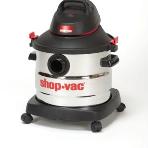 Shop-Vac 5989405 8 Gallon Wet/Dry Vacuum, 6.0 Peak HP, Stainless Steel, 12 Ft Hose, Ideal for Home & Commercial Use