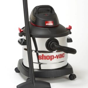 Shop-Vac 5989405 8 Gallon Wet/Dry Vacuum, 6.0 Peak HP, Stainless Steel, 12 Ft Hose, Ideal for Home & Commercial Use