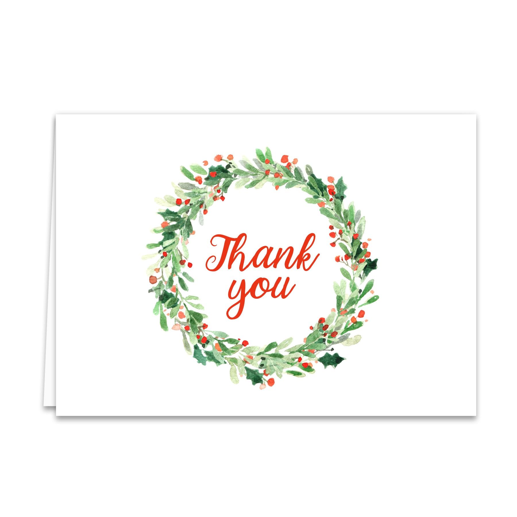 Paper Frenzy Holiday Wreath Thank You Note Cards with Kraft Envelopes 25 pack