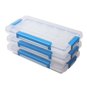 bangqiao adjustable plastic divider storage box container for bead, button, small parts,15 grids, pack of 3, clear