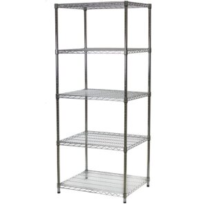 shelving inc. 24" d x 30" w x 84" h chrome wire shelving with 5 tier shelves, weight capacity 500lbs per shelf