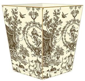 marye-kelley wb546-brown & creme toile wastepaper basket