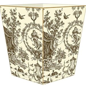 Marye-Kelley WB546-Brown & Creme Toile Wastepaper Basket