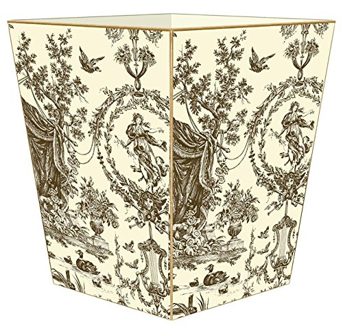 Marye-Kelley WB546-Brown & Creme Toile Wastepaper Basket