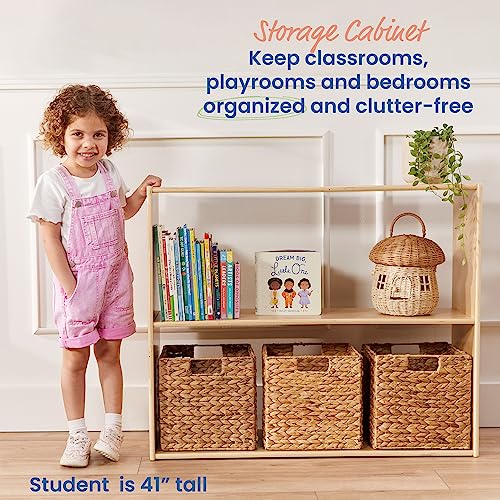 ECR4Kids Streamline 2-Shelf Double-Sided Storage Cabinet, 30in, Classroom Storage, Natural