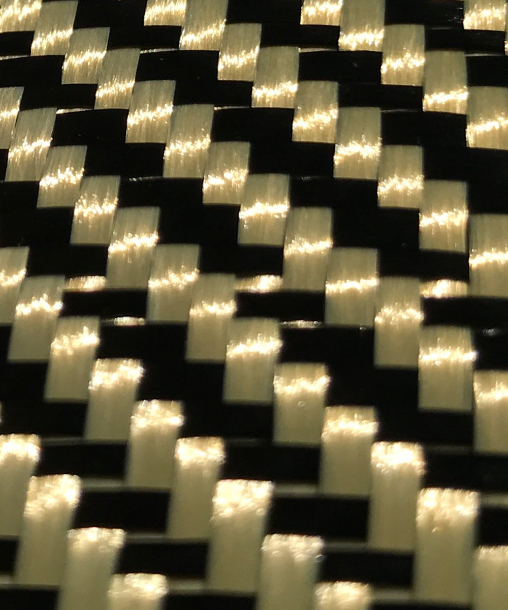 Kevlar FABRIC-2x2 Twill WEAVE-3K/200g (YLW-Blk 1 ft x 4 in)