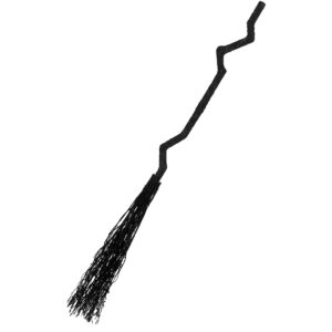 suit yourself black twig crooked witch broom, lightweight plastic and wood prop, 40" long with zig-zag design