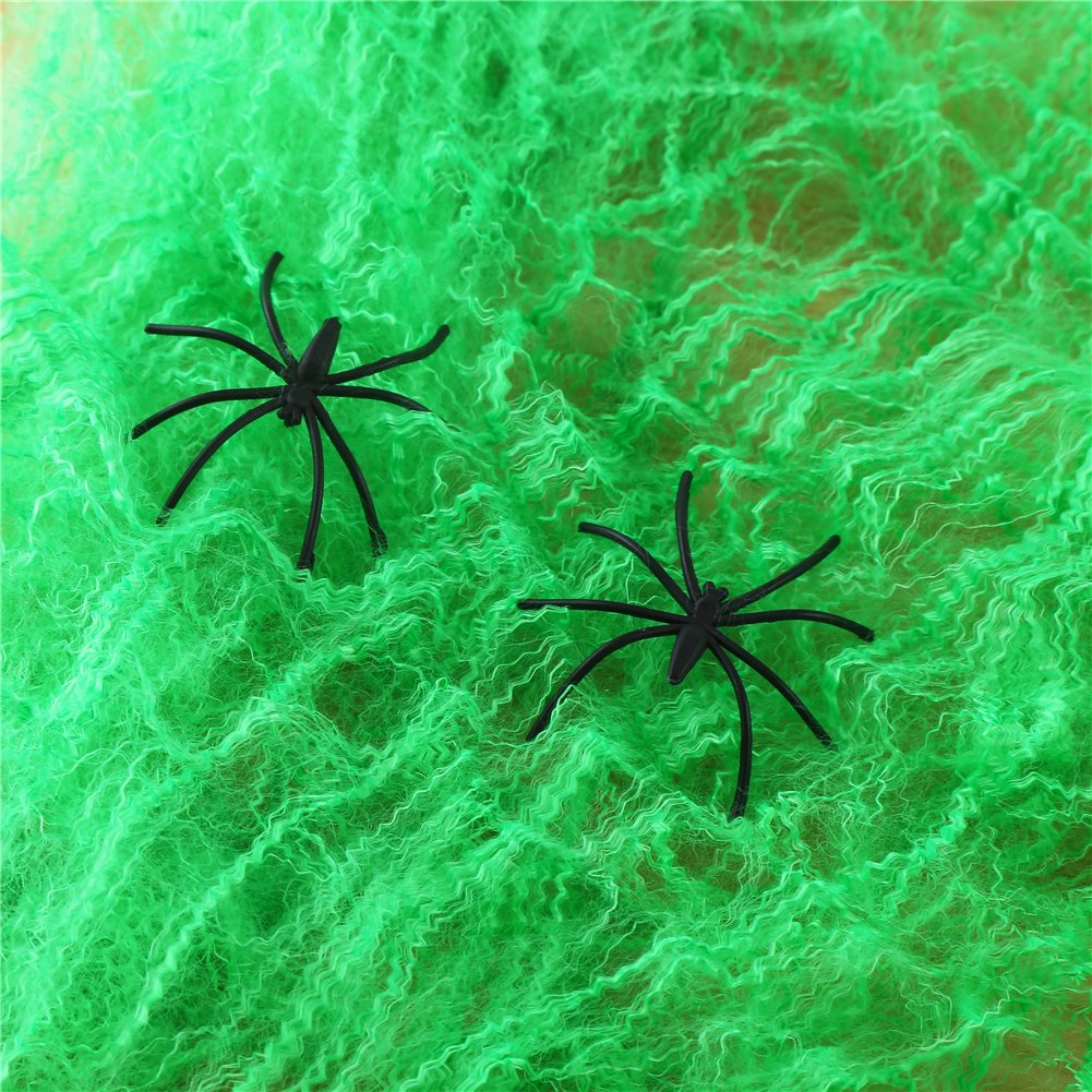 DECORA Halloween Party Favors 3 Pack Spider Webs & Webbing Stretchy Cobwebs for Indoor/Outdoor Decoration(25 grams/Green)