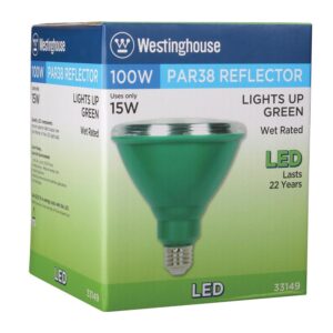 Westinghouse 3314900 100-Watt Equivalent PAR38 Flood Green Outdoor Weatherproof LED Light Bulb with Medium Base, Single Green 33149