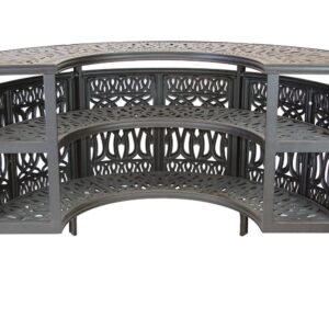 Cast Aluminum Outdoor Curved bar Table with Storage Patio Furniture Desert Bronze.