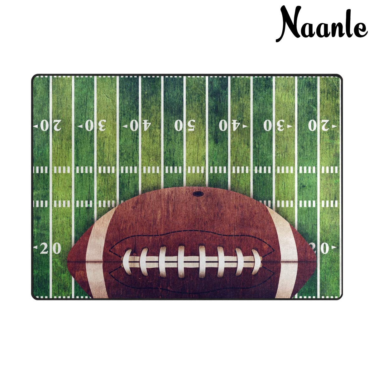 Naanle Sport Area Rug 3'x5', American Football Field and Ball Polyester Area Rug Mat for Living Dining Dorm Room Bedroom Home Decorative