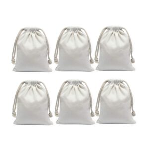 funlavie 6 pack cotton muslin bags 5.9" x 7.9" small canvas drawstring bag for multipurpose storage