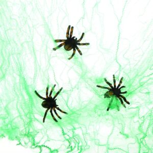 DECORA Halloween Party Favors 3 Pack Spider Webs & Webbing Stretchy Cobwebs for Indoor/Outdoor Decoration(25 grams/Green)