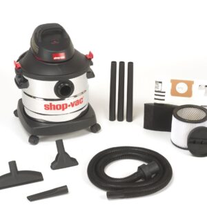 Shop-Vac 5989405 8 Gallon Wet/Dry Vacuum, 6.0 Peak HP, Stainless Steel, 12 Ft Hose, Ideal for Home & Commercial Use