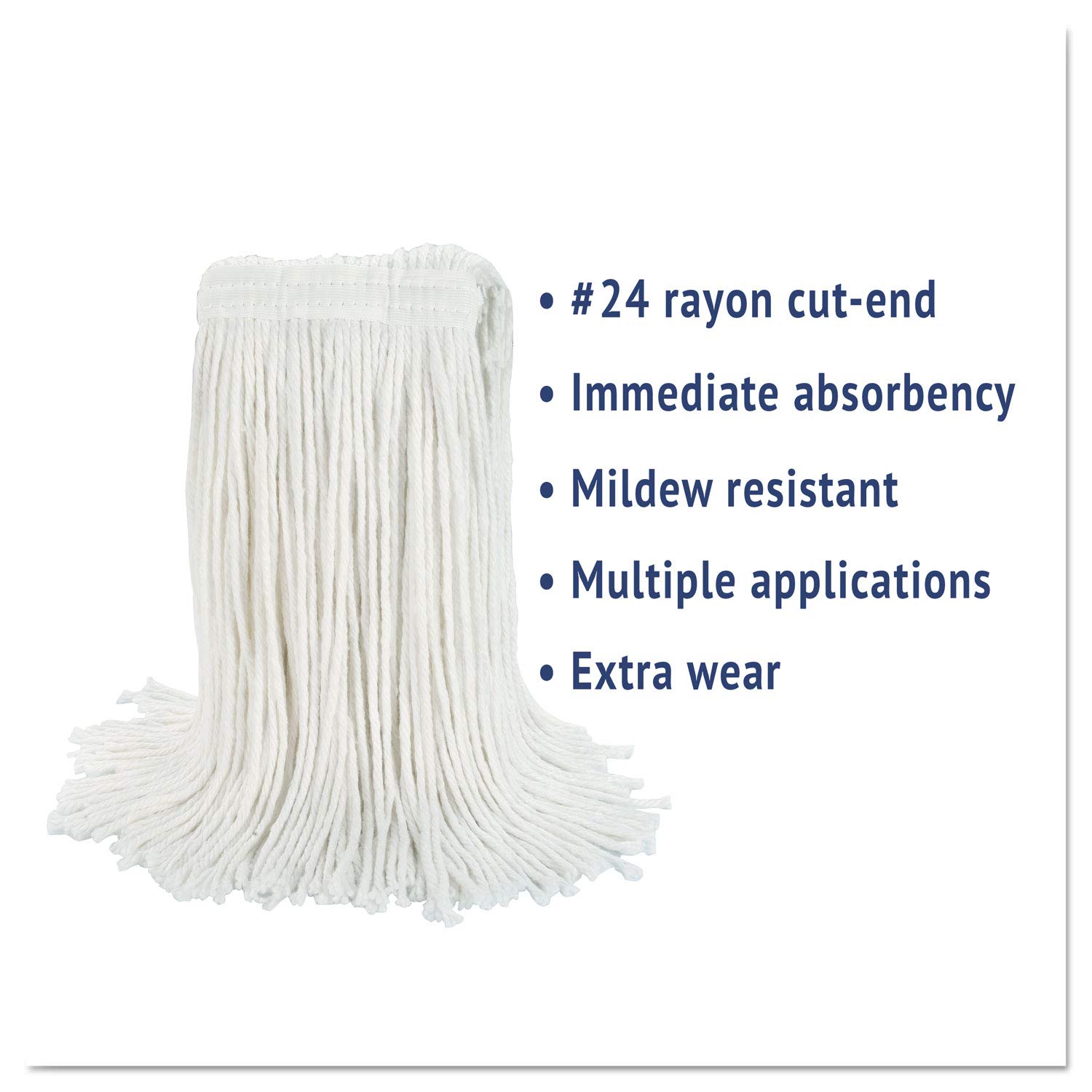 Boardwalk BWK2024RCT No. 24 Rayon Cut-End Wet Mop Head - White (12/Carton)