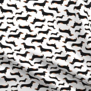 Spoonflower Fabric - Black Dachshunds Dog Dachshund German Pet Puppy Wiener Retro Printed on Minky Fabric by The Yard - Sewing Baby Blankets Quilt Backing Plush