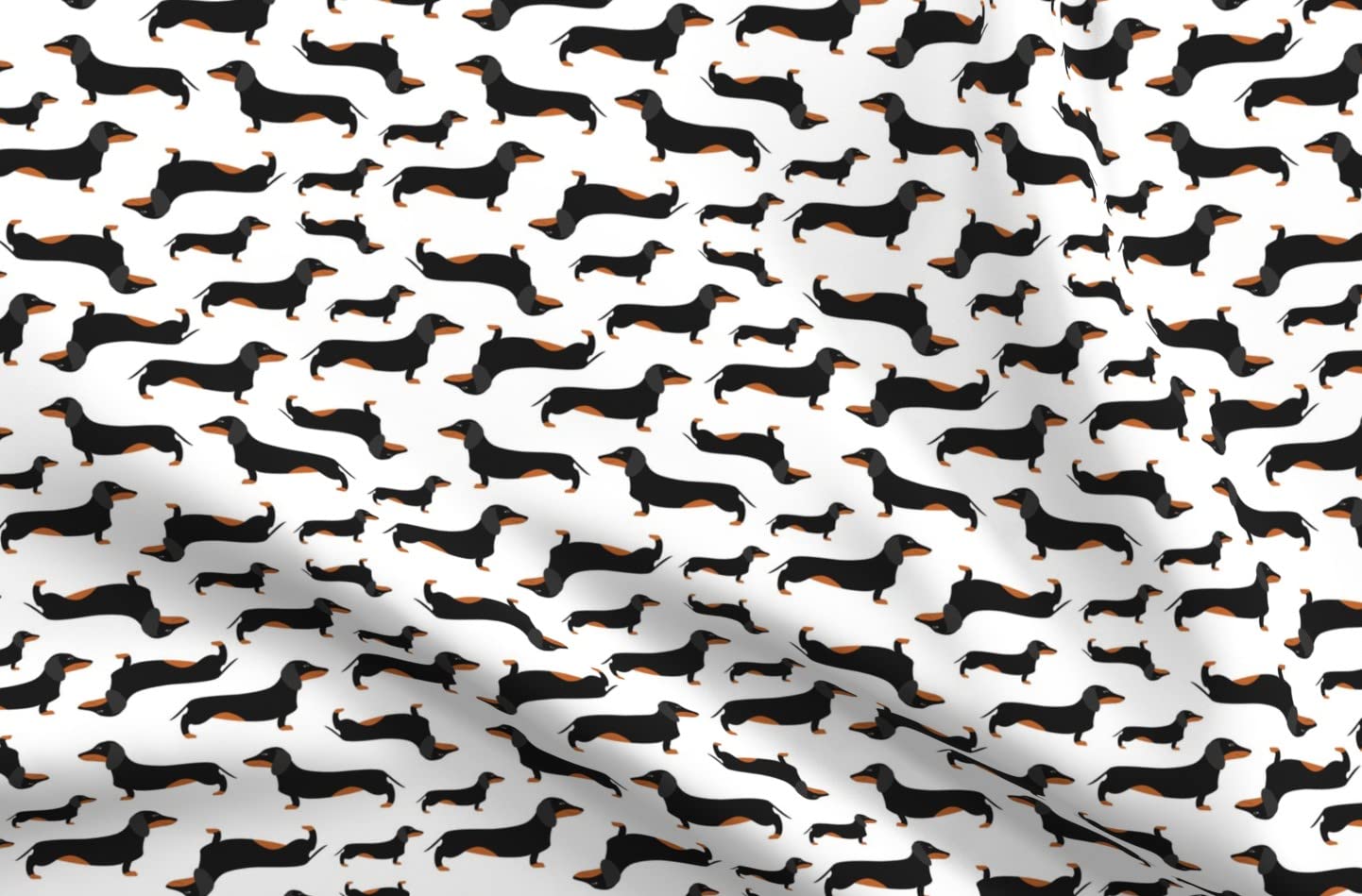 Spoonflower Fabric - Black Dachshunds Dog Dachshund German Pet Puppy Wiener Retro Printed on Minky Fabric by The Yard - Sewing Baby Blankets Quilt Backing Plush