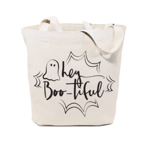 the cotton & canvas co. hey boo-tiful! reusable halloween tote, trick or treat bag, candy sack