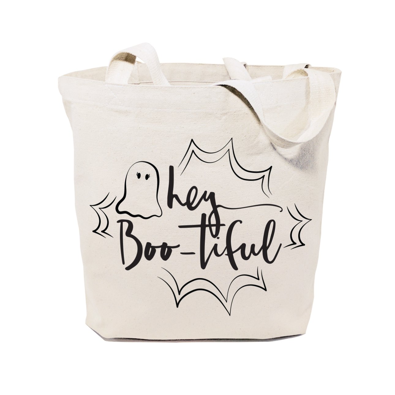 The Cotton & Canvas Co. Hey BOO-tiful! Reusable Halloween Tote, Trick or Treat Bag, Candy Sack