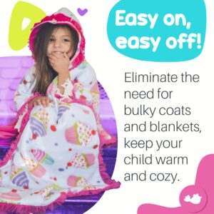 Birdy Boutique Car Seat Poncho for Kids – Safe to Use Over Seat Belts – Reversible Warm and Cozy Blanket – Easy on Easy Off and Doesn’t Impact Car Seat Performance – Cupcake – One Size