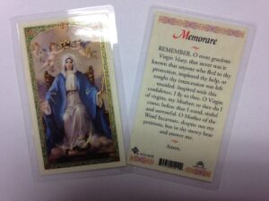 holy prayer cards for the prayer for memorare set of 2.