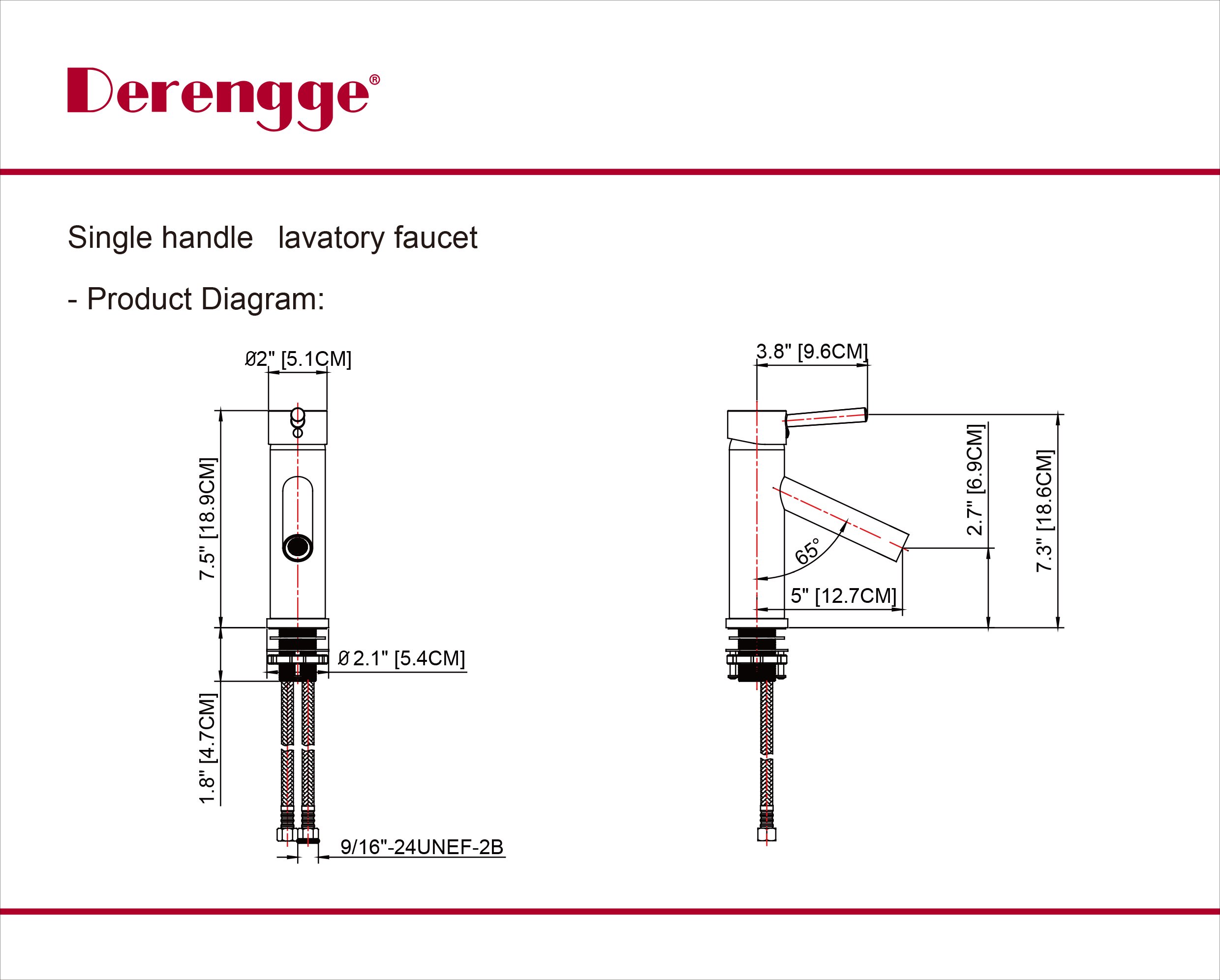 Derengge Single Handle Bathroom Sink Faucet,Matte Black Bathroom Faucet,Lavatory Faucet 1 Hole Installation,F-509A-MT