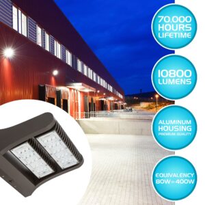 Westgate Lighting Rotatable LED Wall Packs 360 Degrees - Outdoor Lights Parking Yard - Waterproof IP65 - UL Listed - High Lumen 120-277V (80 Watt 3000K Warm White)