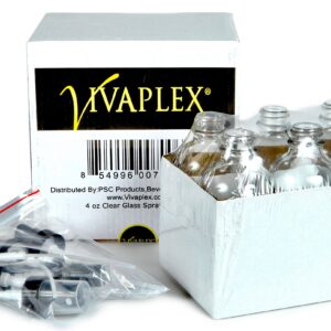 Vivaplex, 6, Clear, 4 oz Glass Bottles, with Black Fine Mist Sprayers