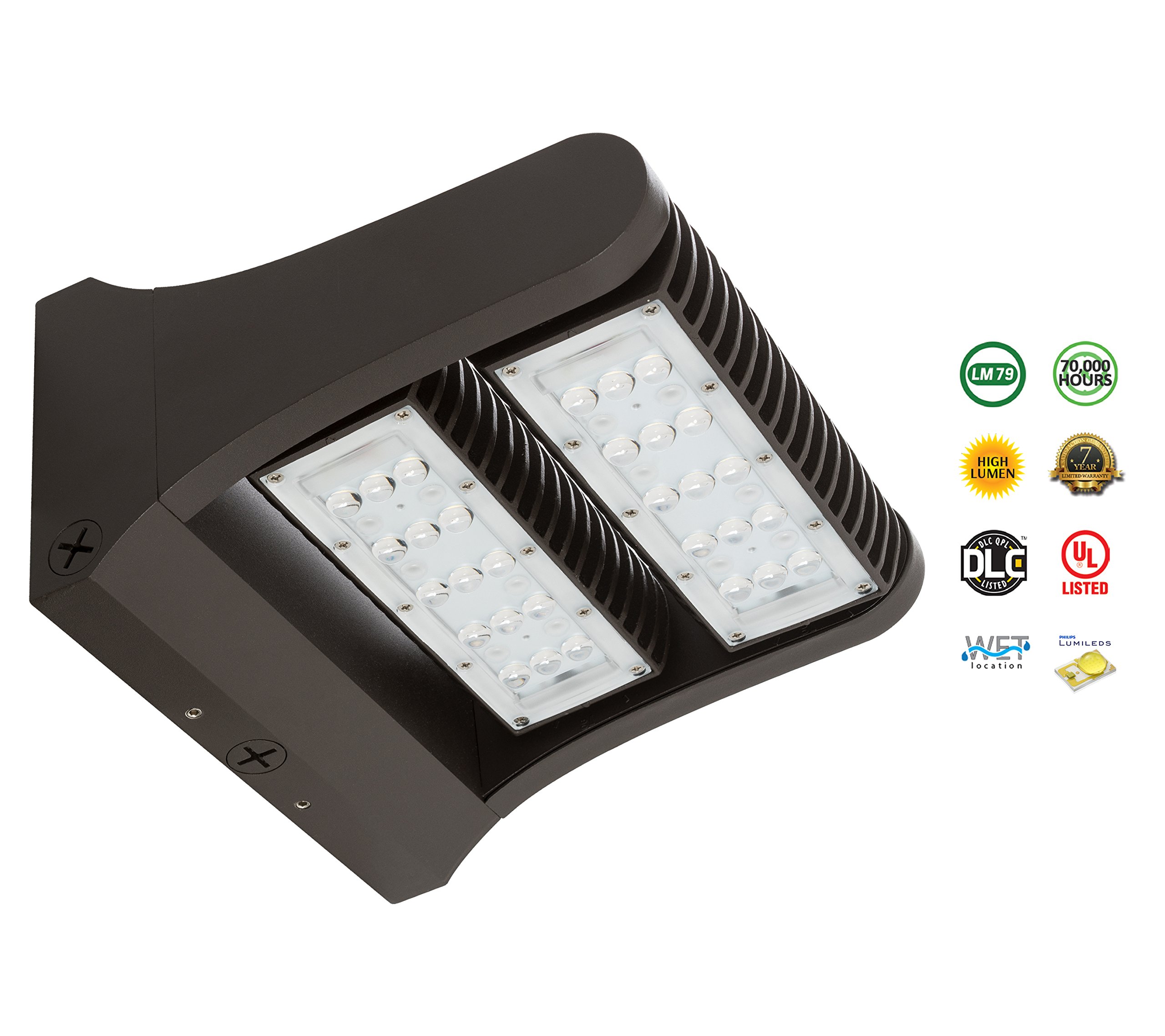 Westgate Lighting Rotatable LED Wall Packs 360 Degrees - Outdoor Lights Parking Yard - Waterproof IP65 - UL Listed - High Lumen 120-277V (80 Watt 3000K Warm White)