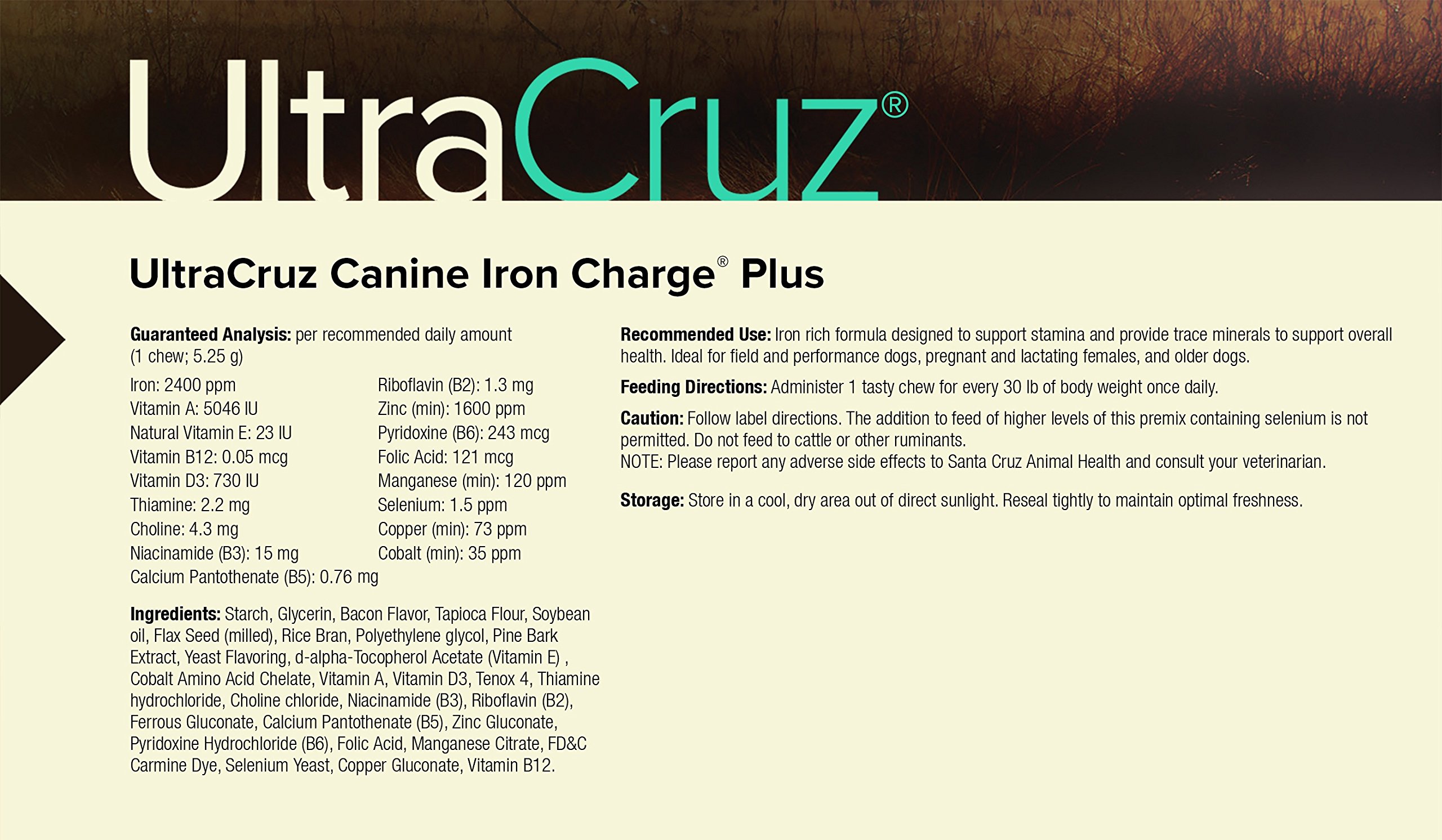 UltraCruz Canine Iron Charge Plus Supplement for Dogs, 60 Tasty Chews