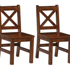 eHemco Solid Hard Wood Kids Table and Chair Set (2 Chairs Included), Coffee, 3 Piece Set