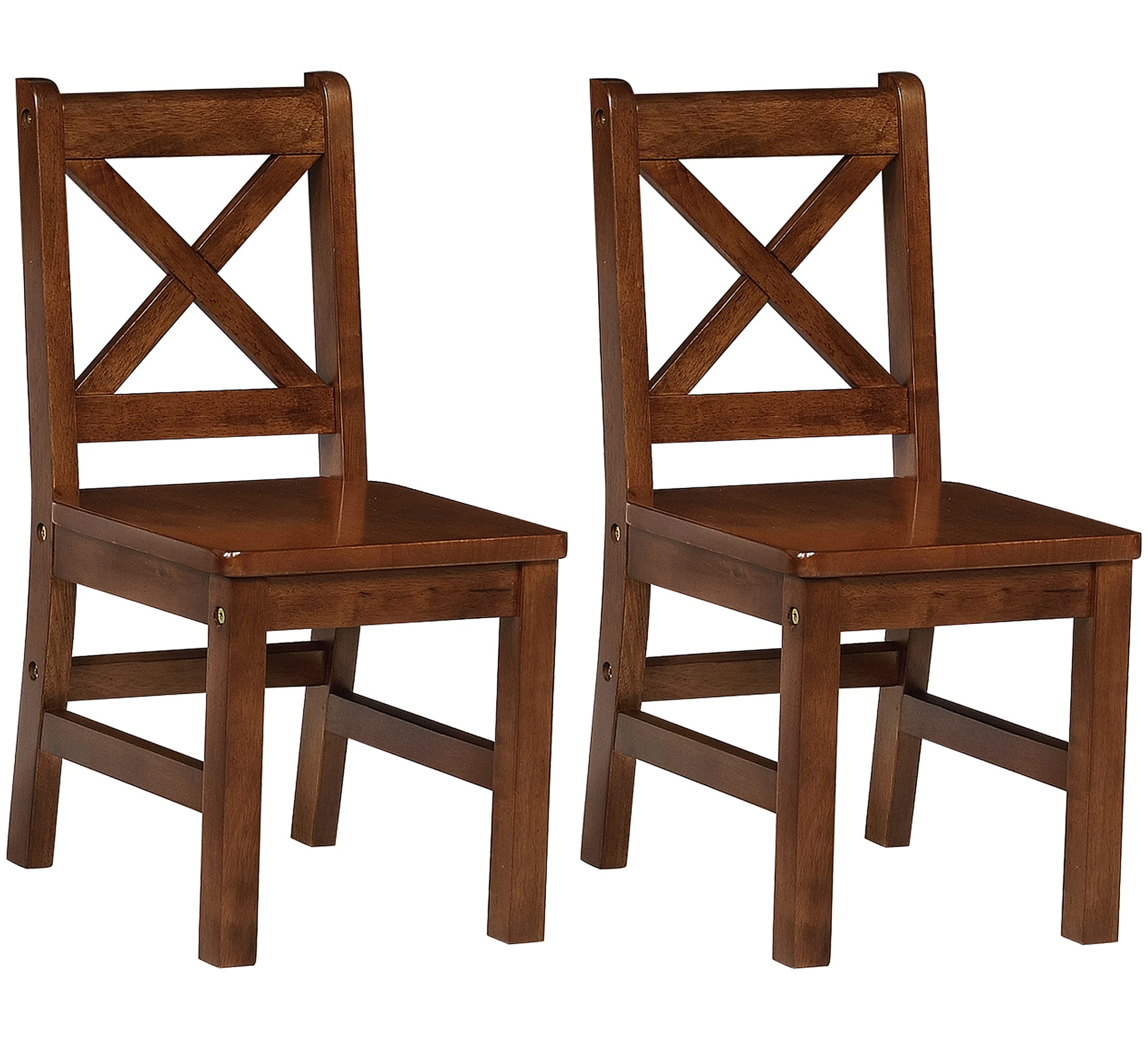 eHemco Solid Hard Wood Kids Table and Chair Set (2 Chairs Included), Coffee, 3 Piece Set