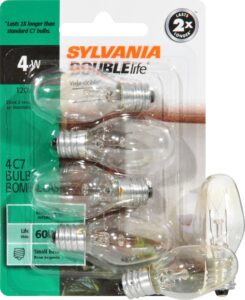 sylvania home lighting 13523 c7-4w incandescent light bulb, candelabra base, 4 piece