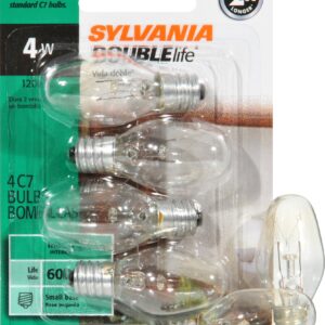 Sylvania Home Lighting 13523 C7-4W Incandescent Light Bulb, Candelabra Base, 4 Piece