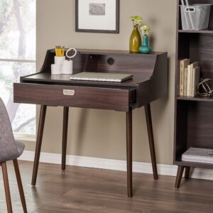 GDFStudio Mid Century Modern Finished Fiberboard Home Office Desk (Wenge)