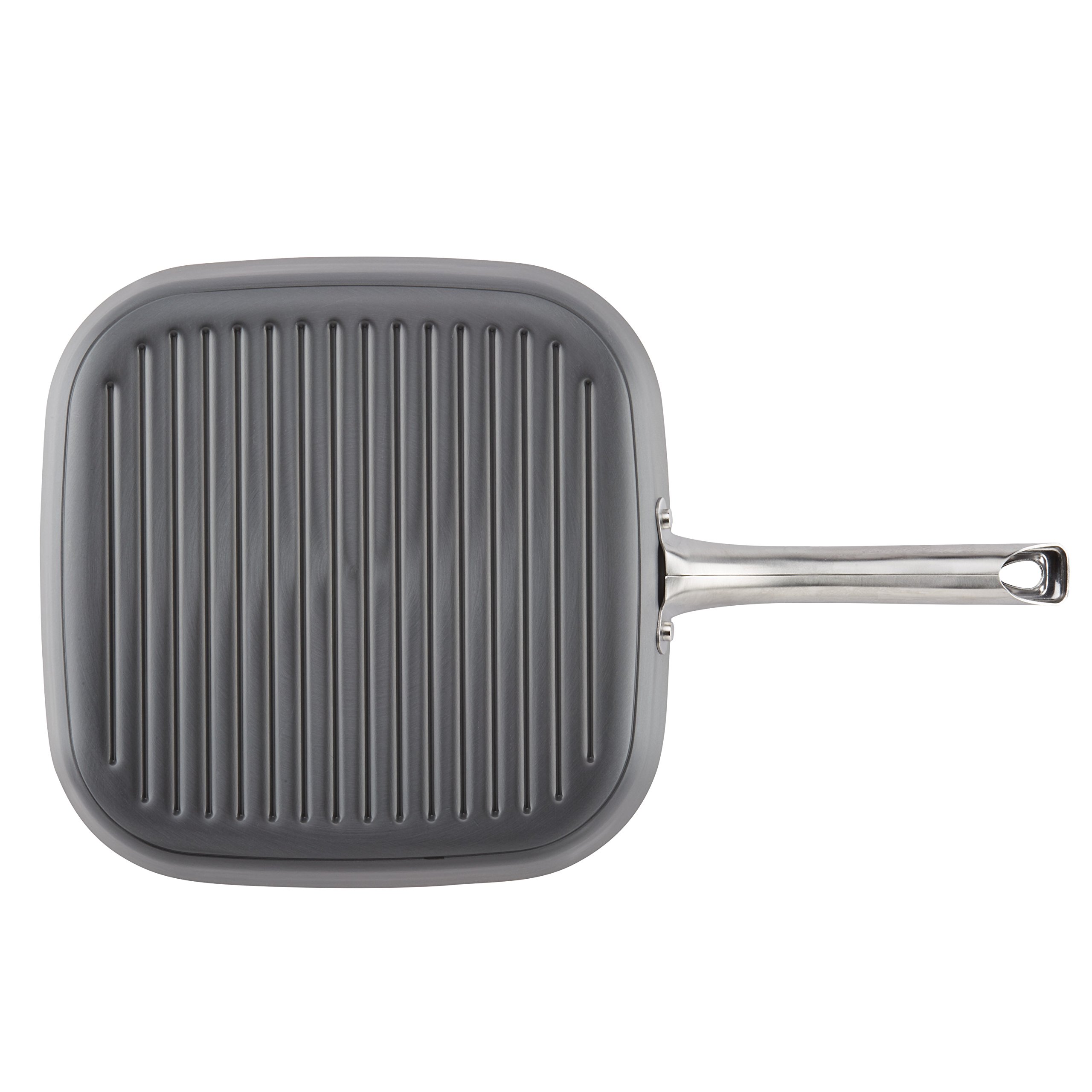 Ayesha Curry Hard Anodized Aluminum Deep Square, Grill Frying Pan, Small, Gray