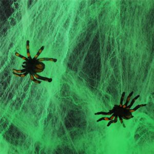 DECORA Halloween Party Favors 3 Pack Spider Webs & Webbing Stretchy Cobwebs for Indoor/Outdoor Decoration(25 grams/Green)