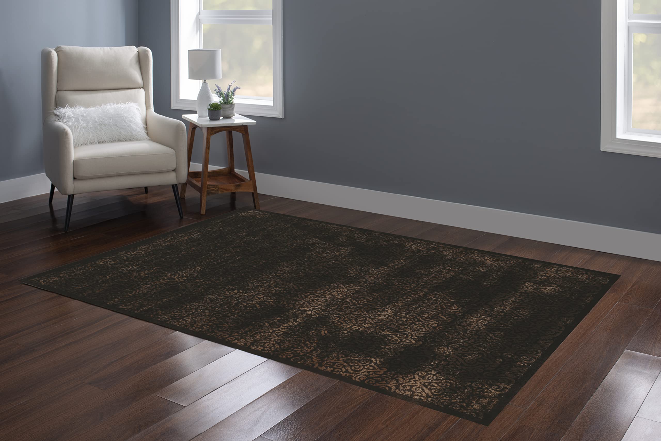 Linon Vintage Collection Illusion Synthetic Rugs, 5' x 7'6", Brown