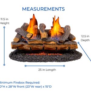 Duluth Forge DLS-24T-1 Dual Fuel Ventless Fireplace Logs Set with Thermostat, Use with Natural Gas or Liquid Propane, 33000 BTU, Heats up to 1100 Sq. Ft, Split Red Oak, 24 Inches