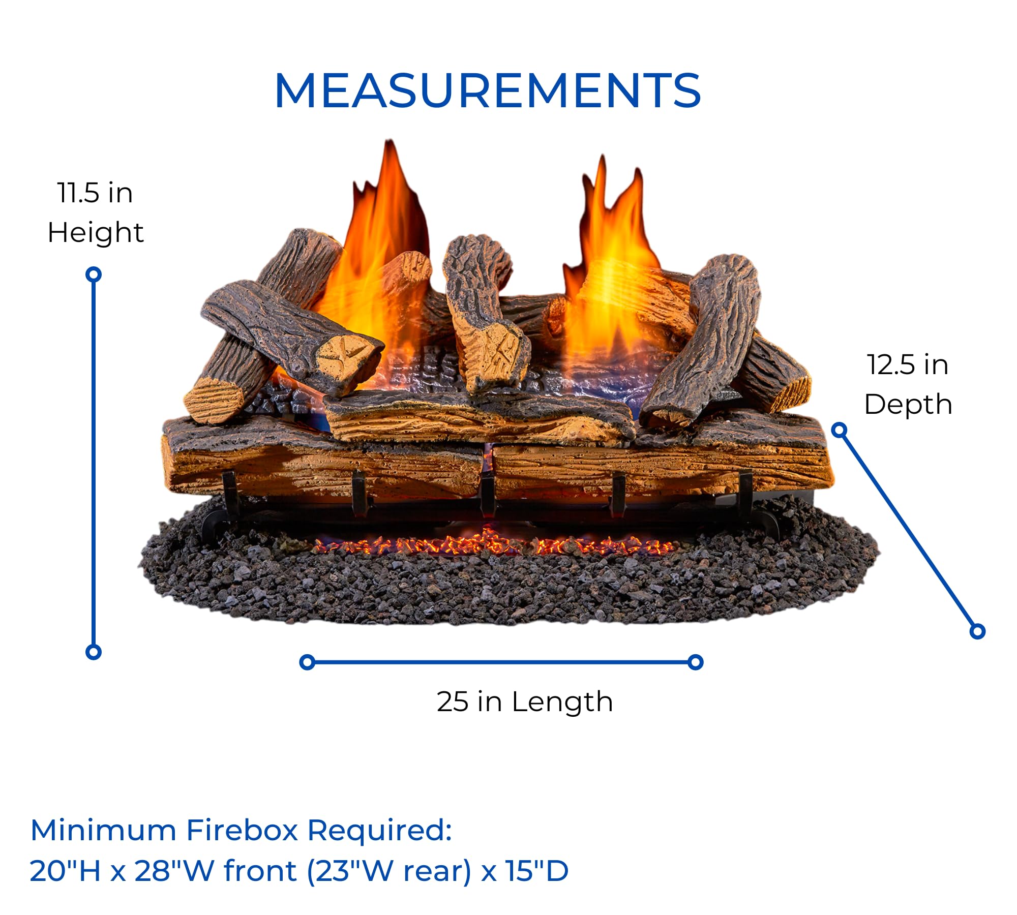 Duluth Forge DLS-24T-1 Dual Fuel Ventless Fireplace Logs Set with Thermostat, Use with Natural Gas or Liquid Propane, 33000 BTU, Heats up to 1100 Sq. Ft, Split Red Oak, 24 Inches