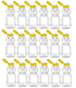 nakpunar 18 pack 8 fl oz plastic pet honey bear jars, squeeze bottles with yellow flip-top dispenser caps w/seals - holds 12 oz honey by weight - bpa free, refillable and made in usa