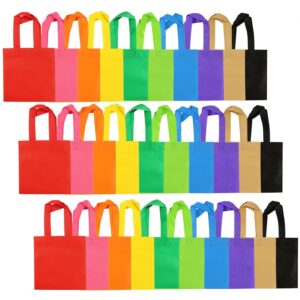 aneco 30 pack reusable non-woven party favor bag 8×8 inch tote bags bulk with handles rainbow goodies gift bags for birthday wedding party